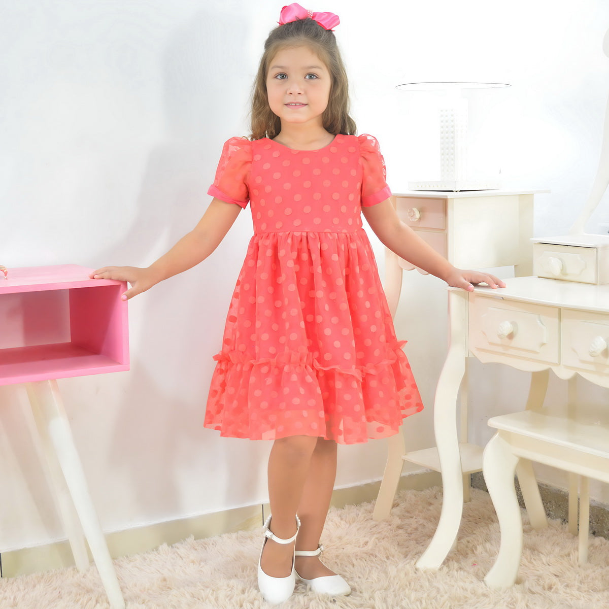Children's Coral Tulle Dress - Christening, Wedding And Graduation ...