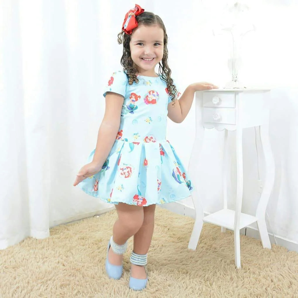 Girl’s Little Mermaid Ariel Dress - Childlike, Cotton Fabric – Moderna ...