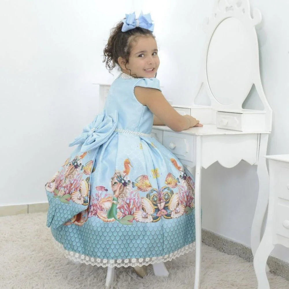 Girl’s Luxury Mermaid Dress for Under the Sea Theme Party - Satin Twill ...