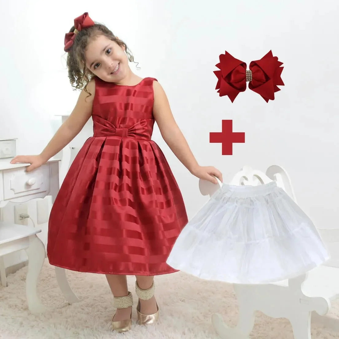 Girls Red Dress Set: – Moderna Meninas