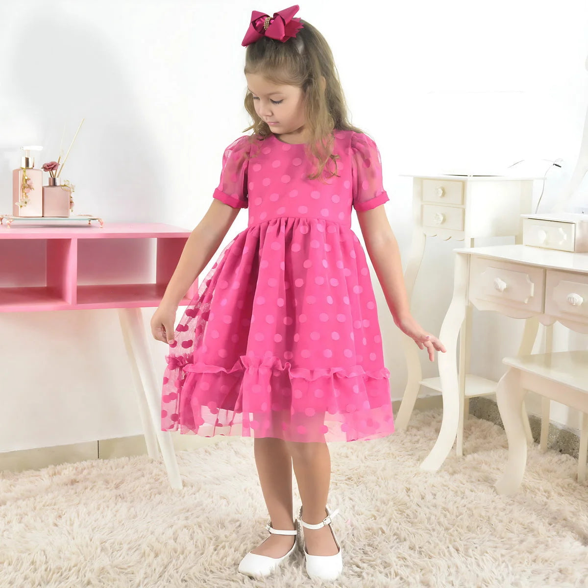 Pink Children’s Tulle Poá Dress - Perfect for Christenings, Weddings ...